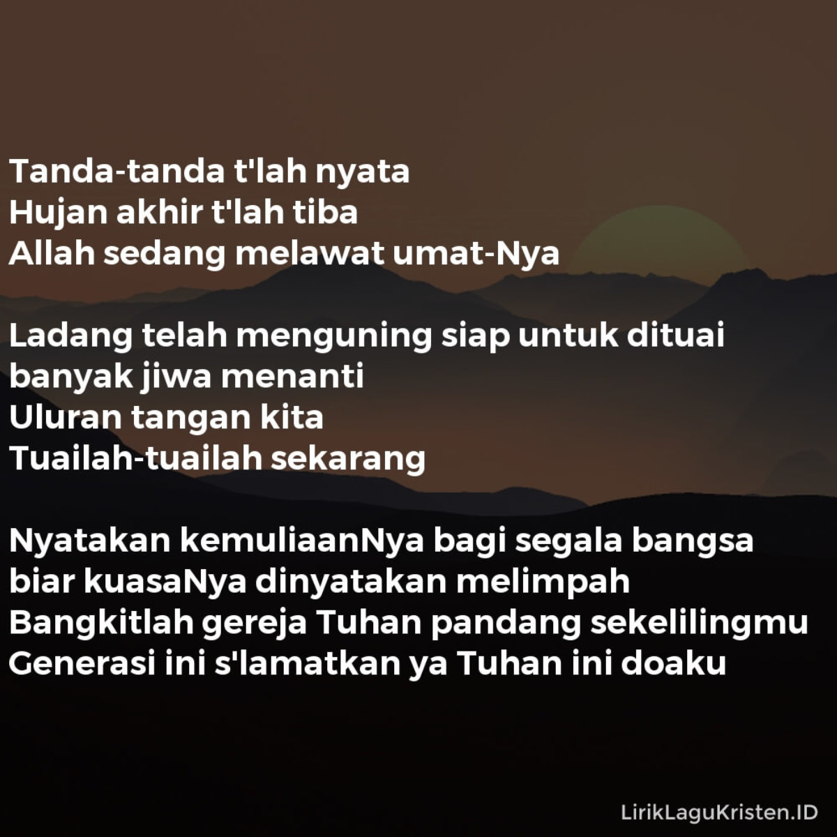 Lirik Lagu Tanda Tanda Tlah Nyata - LarissaatWall